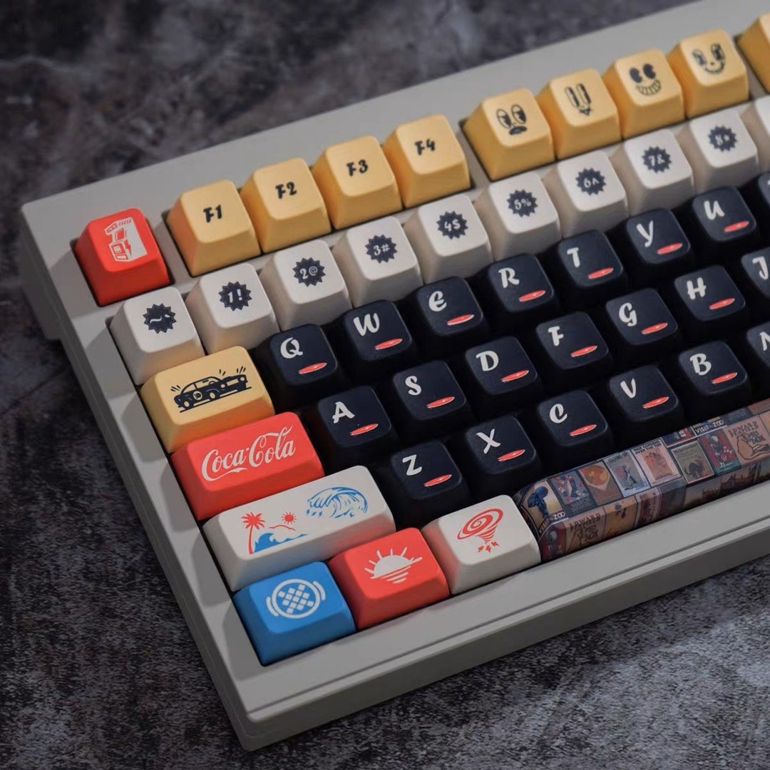 Retro Poster Keycap Set for Mechanical Keyboard ｜152pcs｜cherry Profile ...