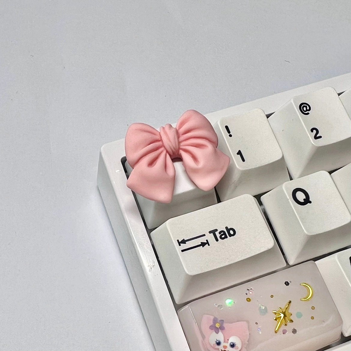 Pink Bow Artisan Cute Keycap for Mechanical Keyboardcustom Keycapoem ...