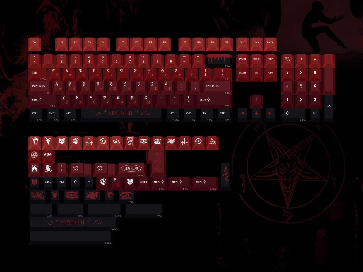 New Blood Theme Gradient Keycap Set for Mechanical Keyboard152pcscherry ...