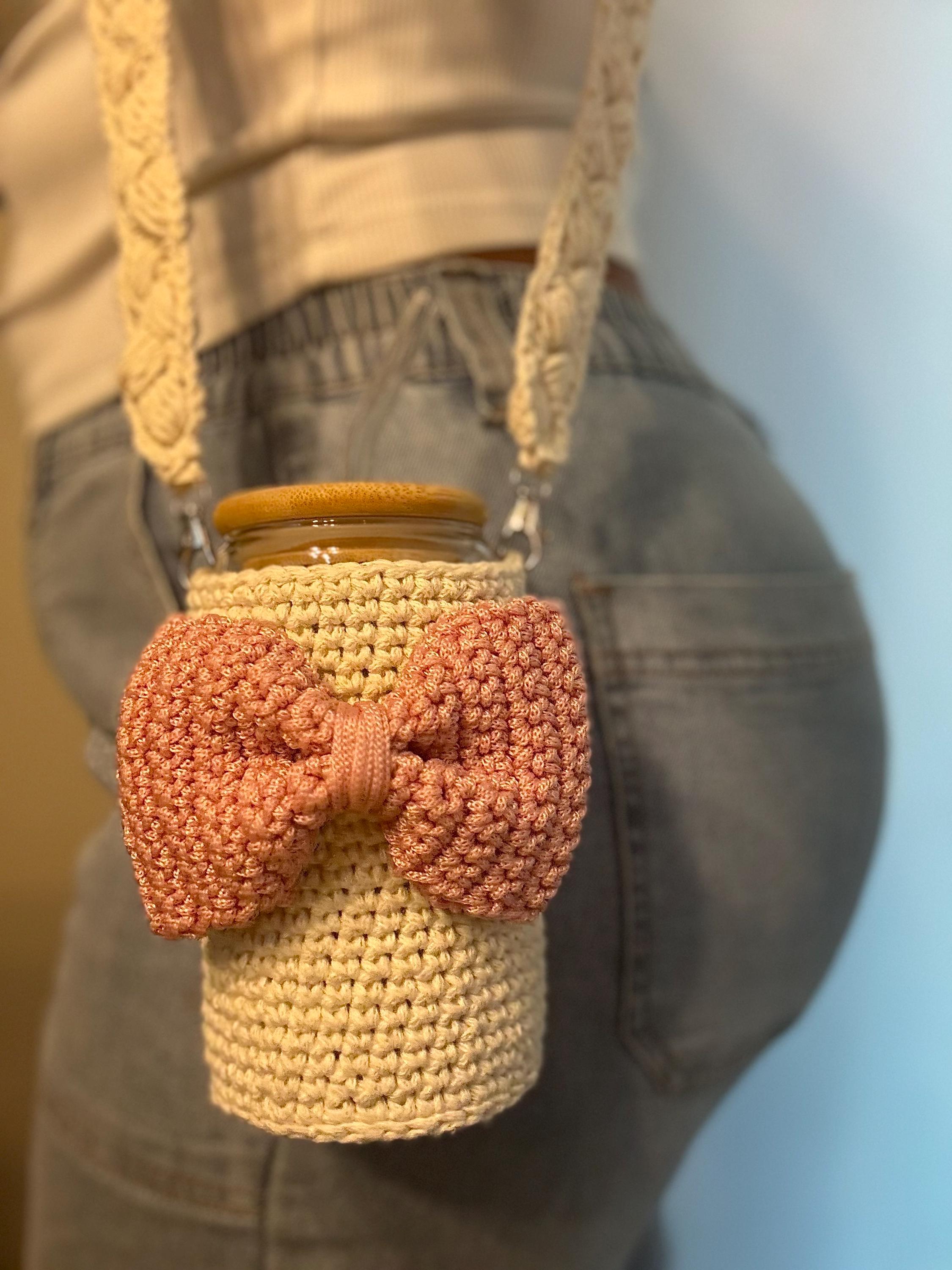 Bow Cup Cozy Libbey Glass Holder | Crochet | Cup Purse | Cup Bag ...