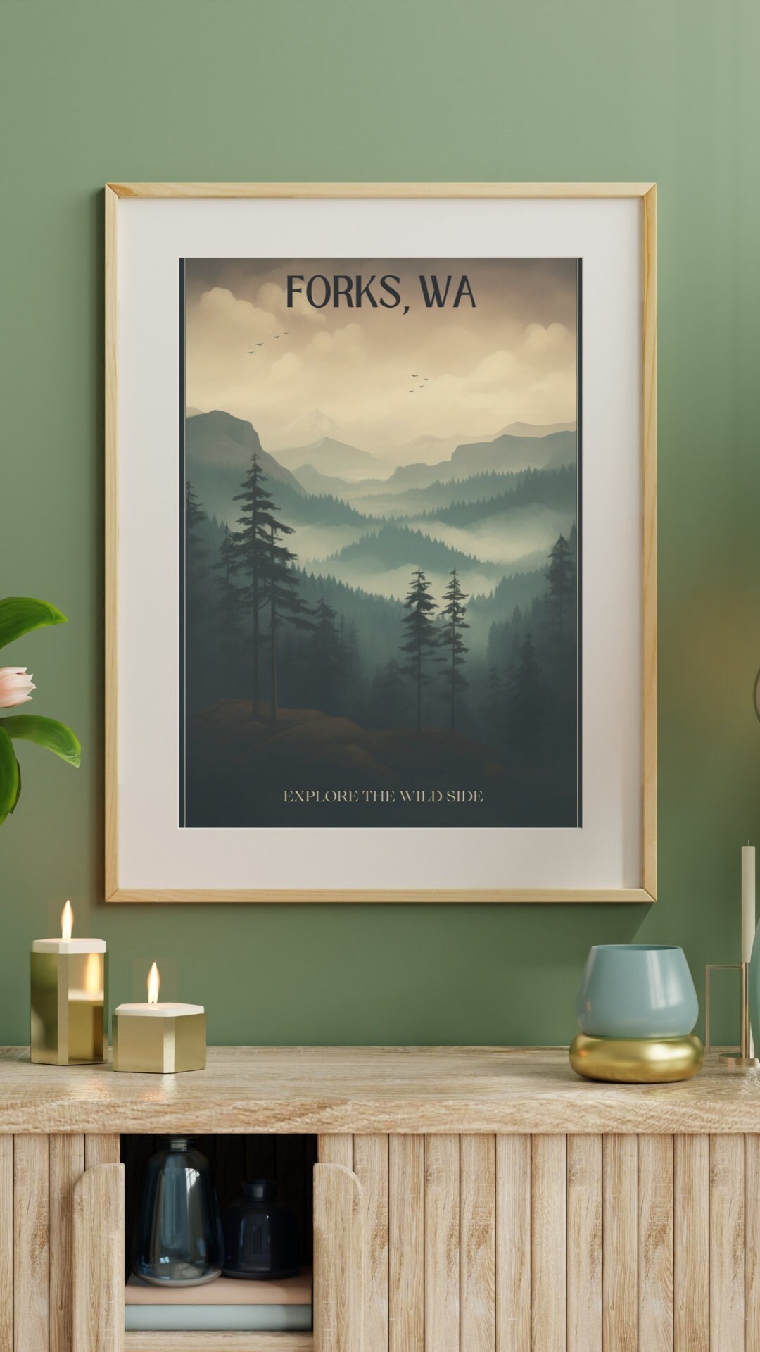 Vintage Travel Poster Set, Printable, PNW Decor, Forks Washington, La ...