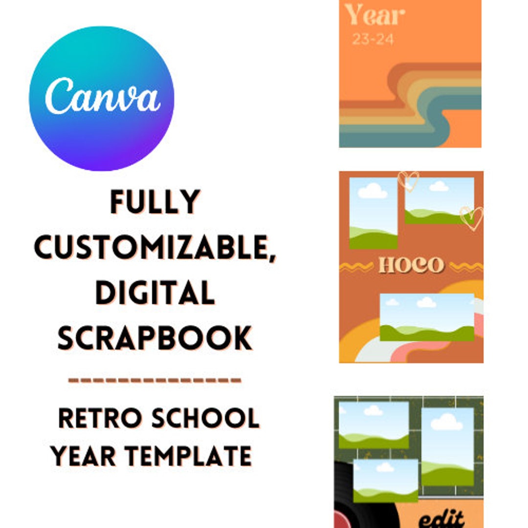 Retro School Year DIGITAL Scrapbook Template, 22 Pcs - Etsy