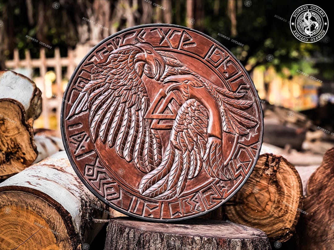 Fantasy Raven Viking Shield With Axe, Handmade Gift, Personalized ...