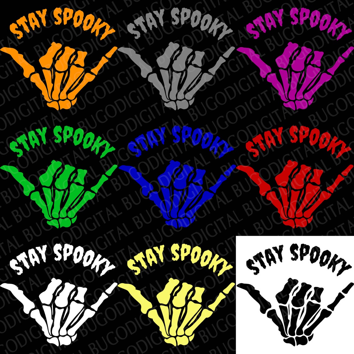 Stay Spooky Skeleton Hand SVG and PNG Halloween Svg 9 Different Color ...