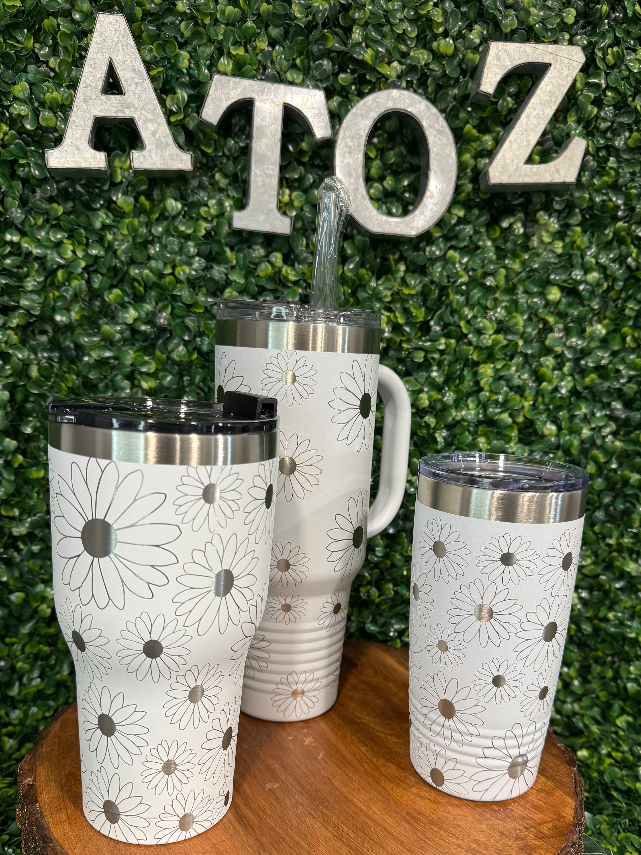 30oz Tumbler, Laser Engraved, Rtic Brand, Custom, Full Wrap, Daisy ...