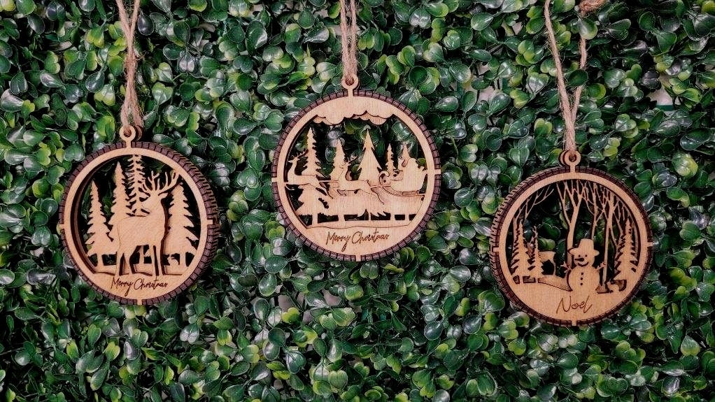 3D Wood Christmas Ornaments: Custom Laser Cut and Laser Engraved - Etsy