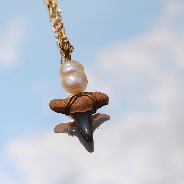 Shark Tooth Pearl Necklace - Etsy