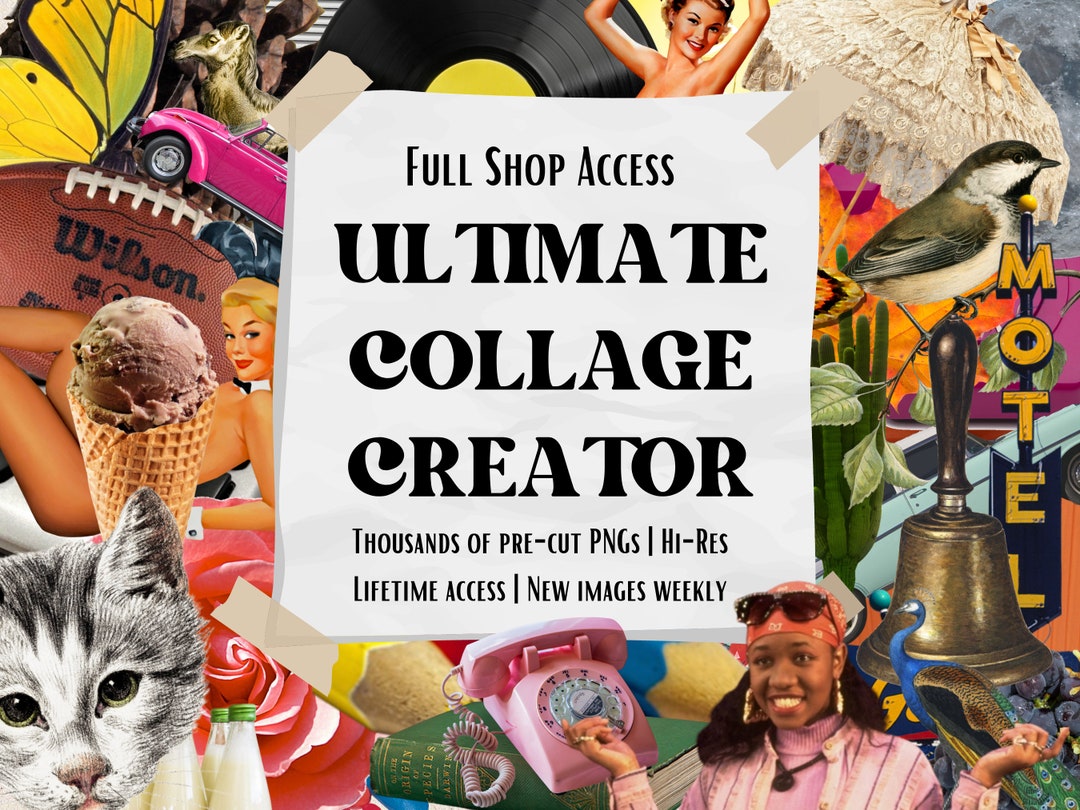 FULL SHOP ACCESS | 3,500+ Digital Collage Elements | Lifetime Access - Etsy