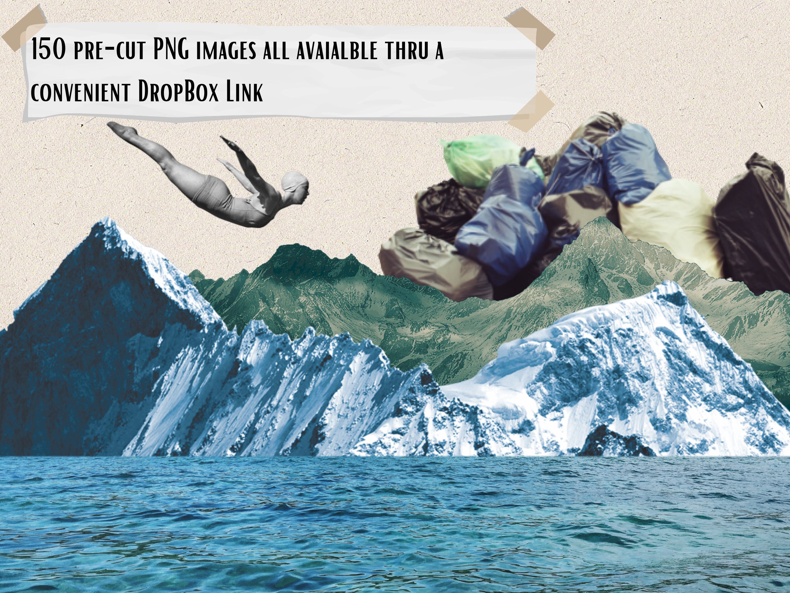 Digital Collage Starter Pack | 150 PNG Cut-out Images | Great for Canva ...