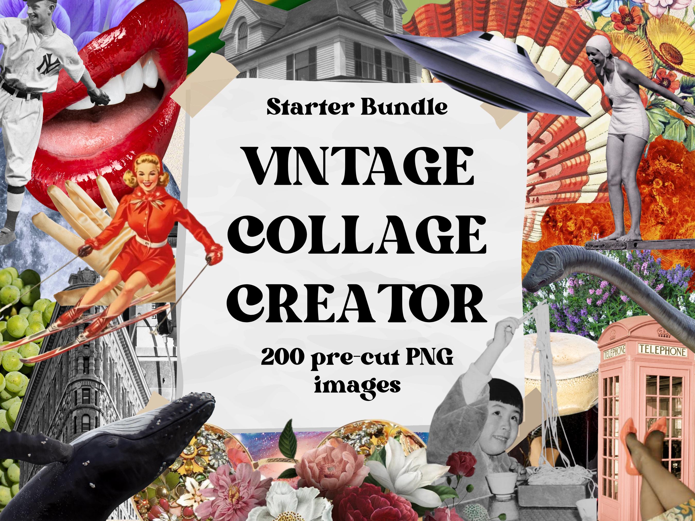 Vintage Collage Creator | Digital PNG Retro Cut-outs | Great for ...