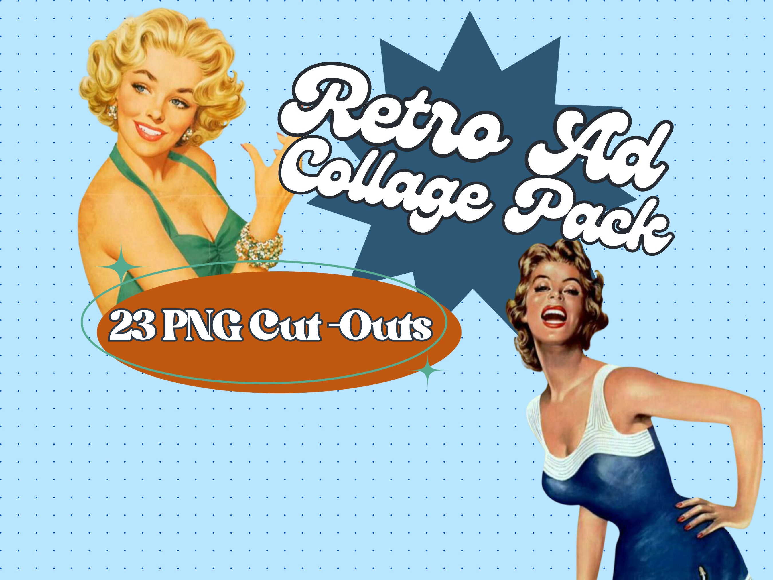 Retro Ad Collage Pack | Digital Download | PNG Cut-outs - Etsy