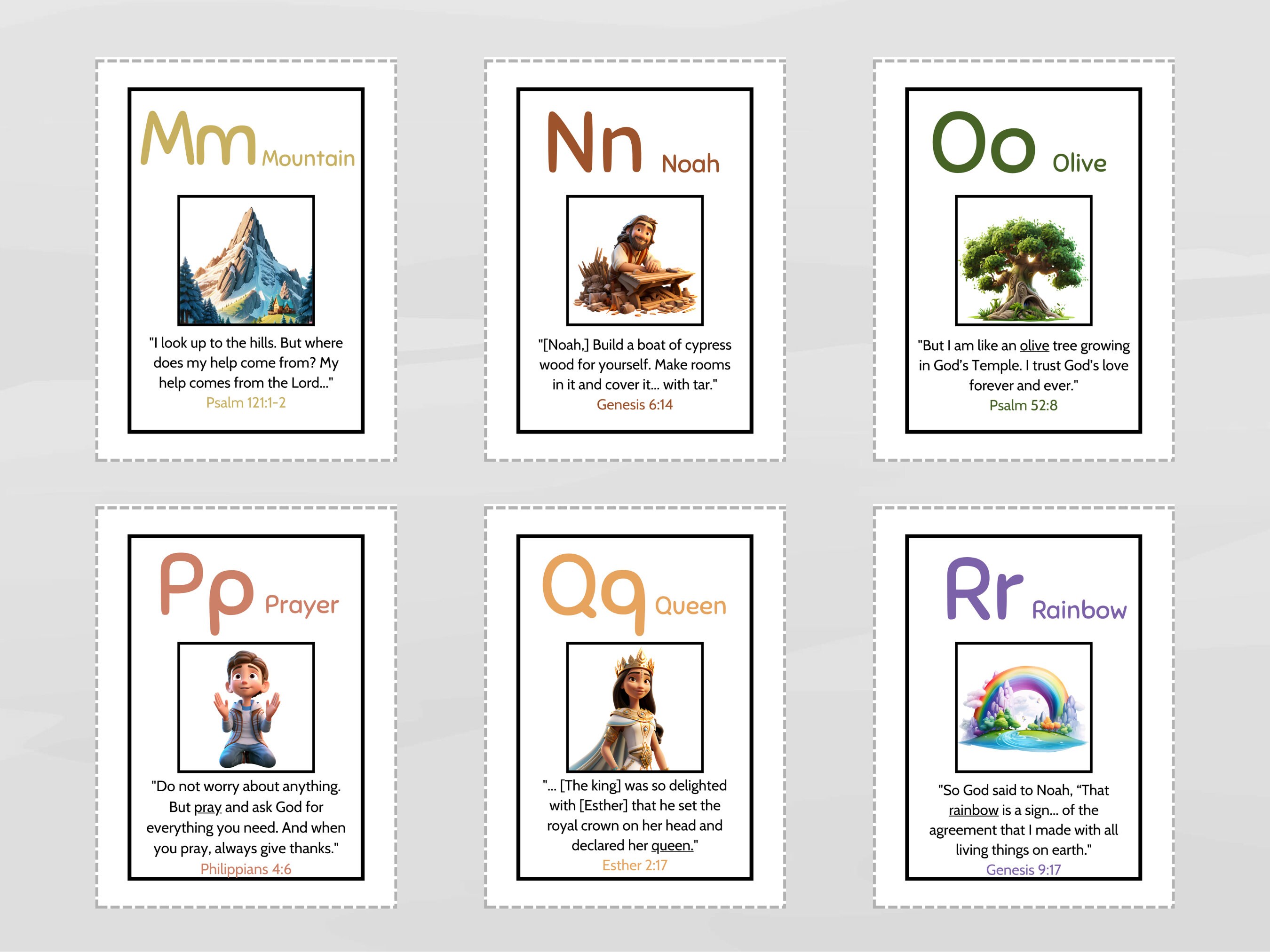 Printable ABC Bible Flash Cards Verses Toddler School - Etsy