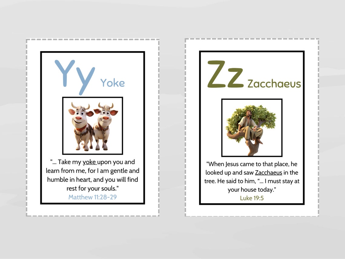 Printable ABC Bible Flash Cards Verses Toddler School - Etsy
