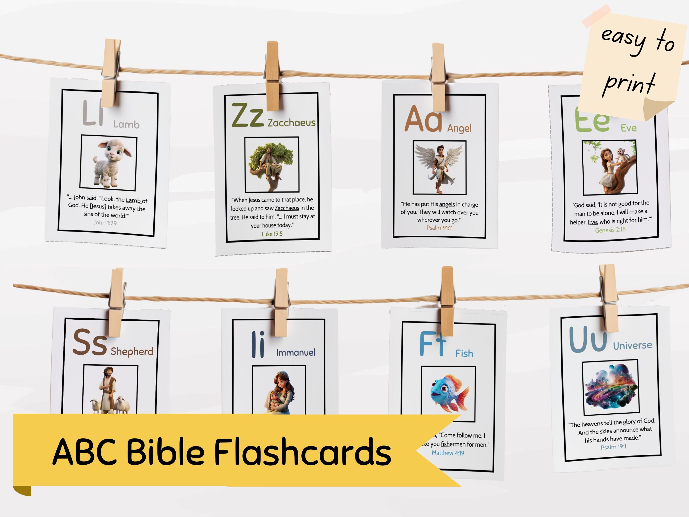 Printable ABC Bible Flash Cards Verses Toddler School - Etsy