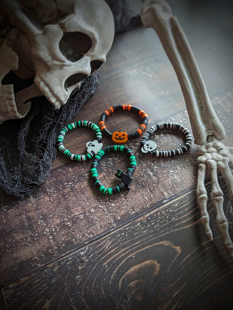 Halloween Bracelets Stretch Bracelet Skull Bracelet Pumpkin Bracelet ...