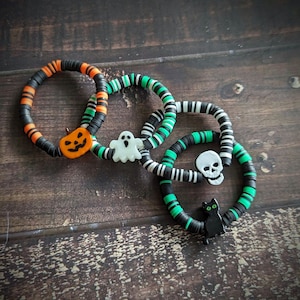 Halloween Bracelets Stretch Bracelet Skull Bracelet Pumpkin Bracelet ...