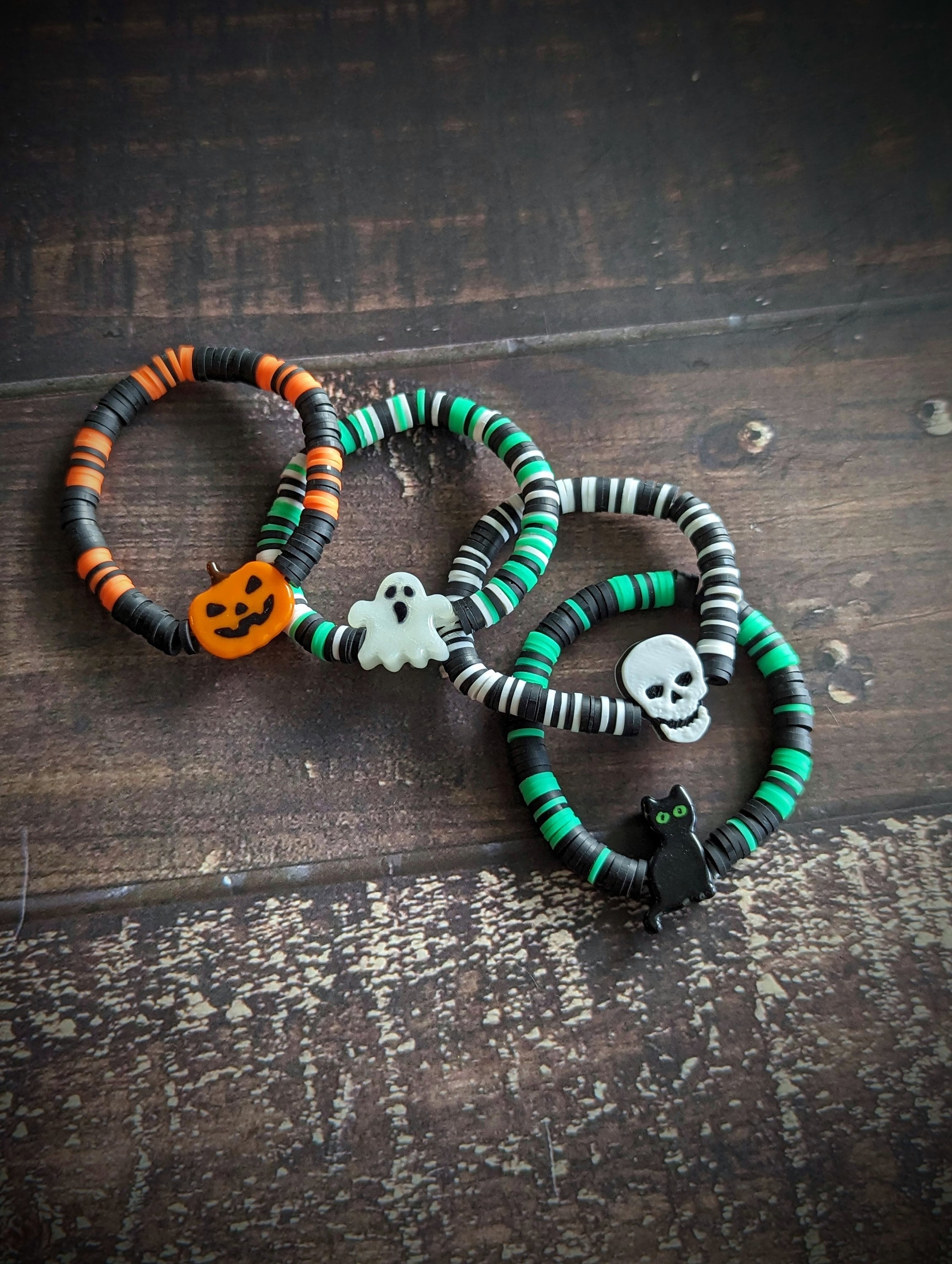 Halloween Bracelets Stretch Bracelet Skull Bracelet Pumpkin Bracelet ...