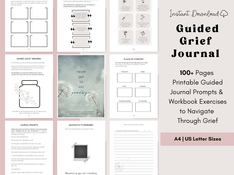Grieving Journal Prompts Printable Guided Prompts Coping With Grief ...