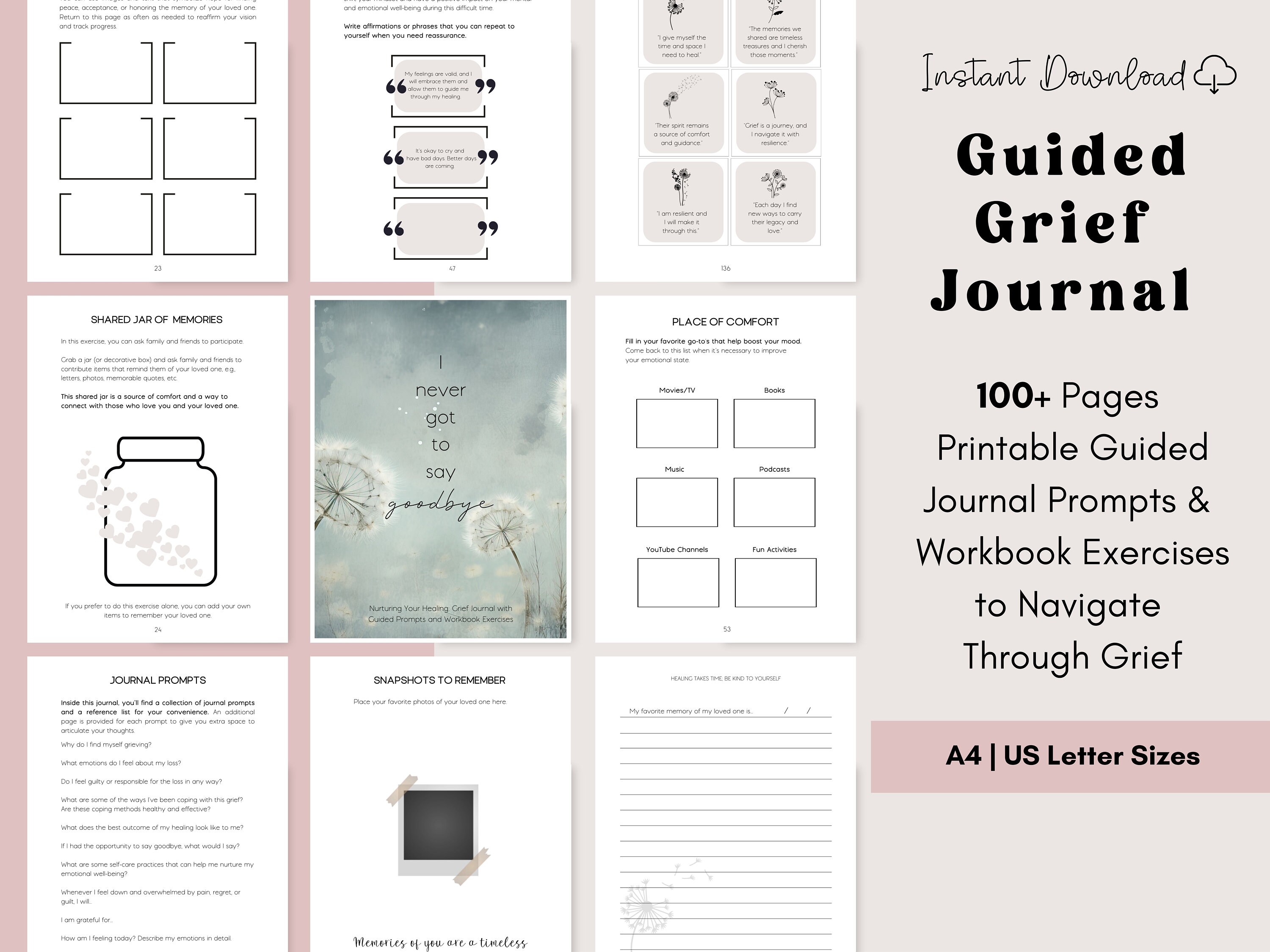 Grieving Journal Prompts Printable Guided Prompts Coping With Grief ...