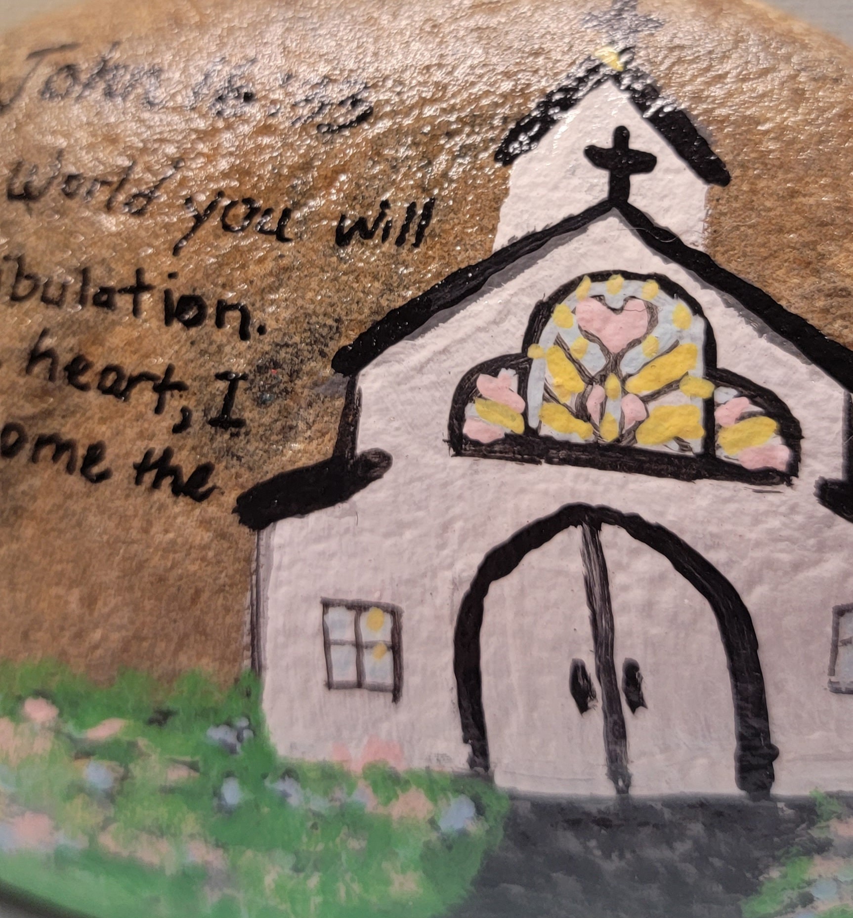 Painted Rock, Hand Painted, Acrylic Paint, Art, Decor, Church ...