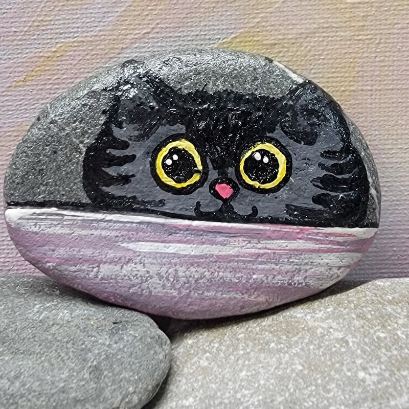 Painted Rock Cat - Etsy