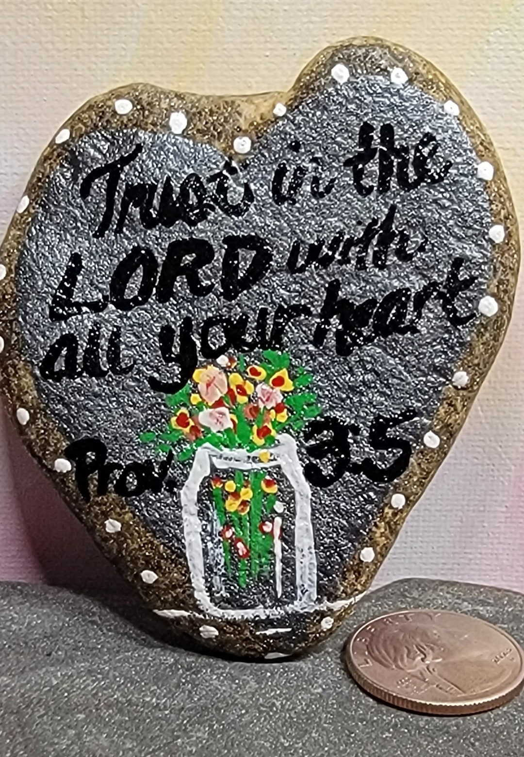 Painted Rock, Hand Painted, Acrylic Rock, Religious, Bible Verse, Art ...