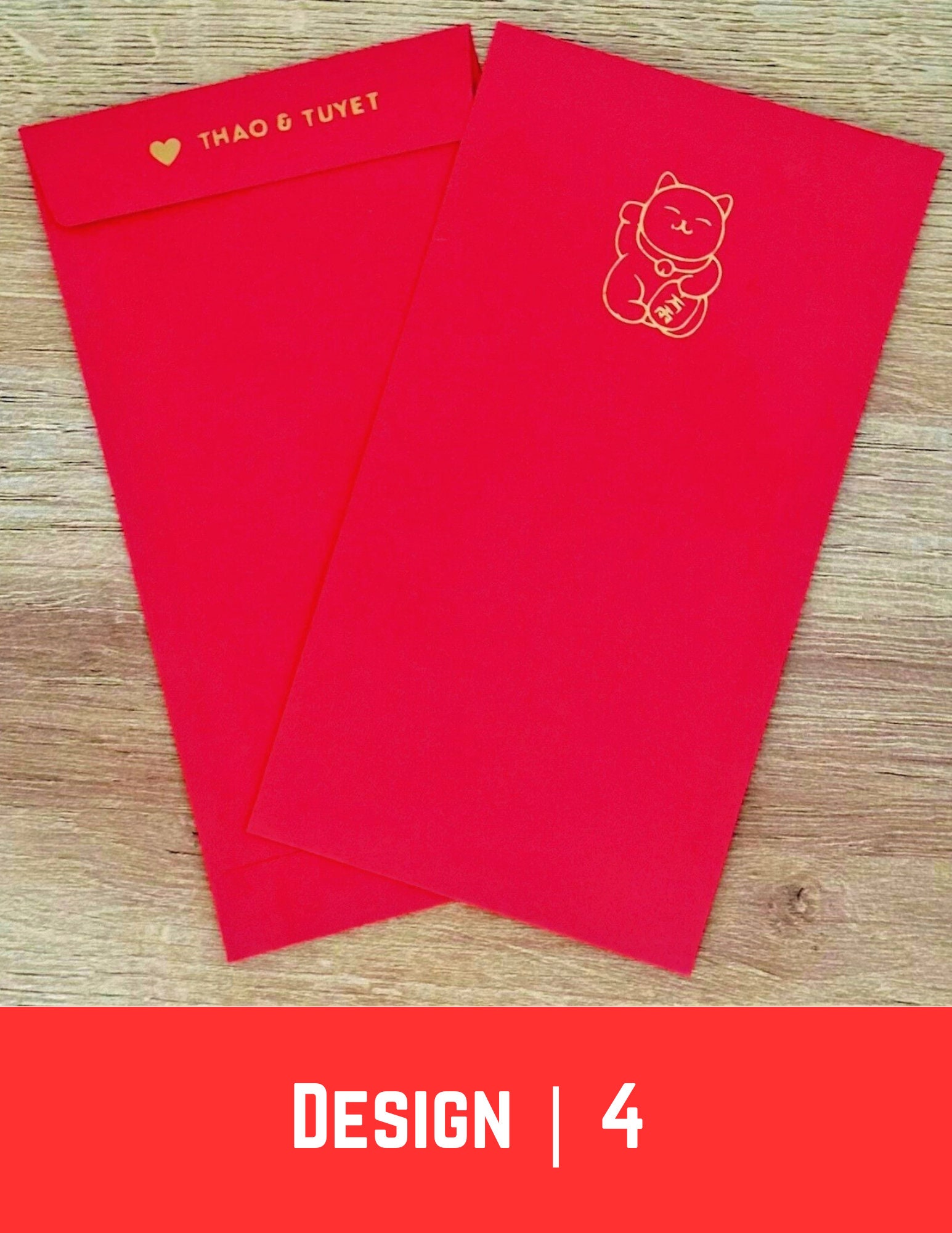 Custom Lucky Red Envelopes, Set of Two (2) Minimal Design | Lixi | Hong ...