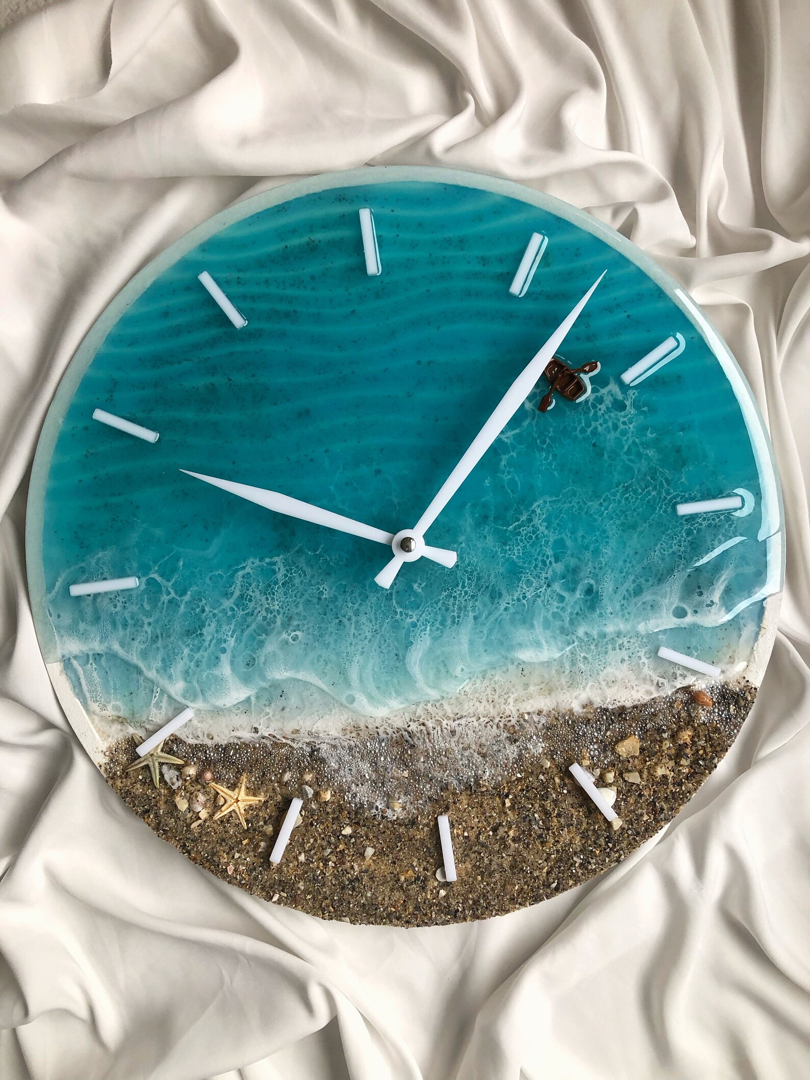 Resin Wall Clock Ocean Wall Decor Custom Resin Ocean Art Resin Art ...