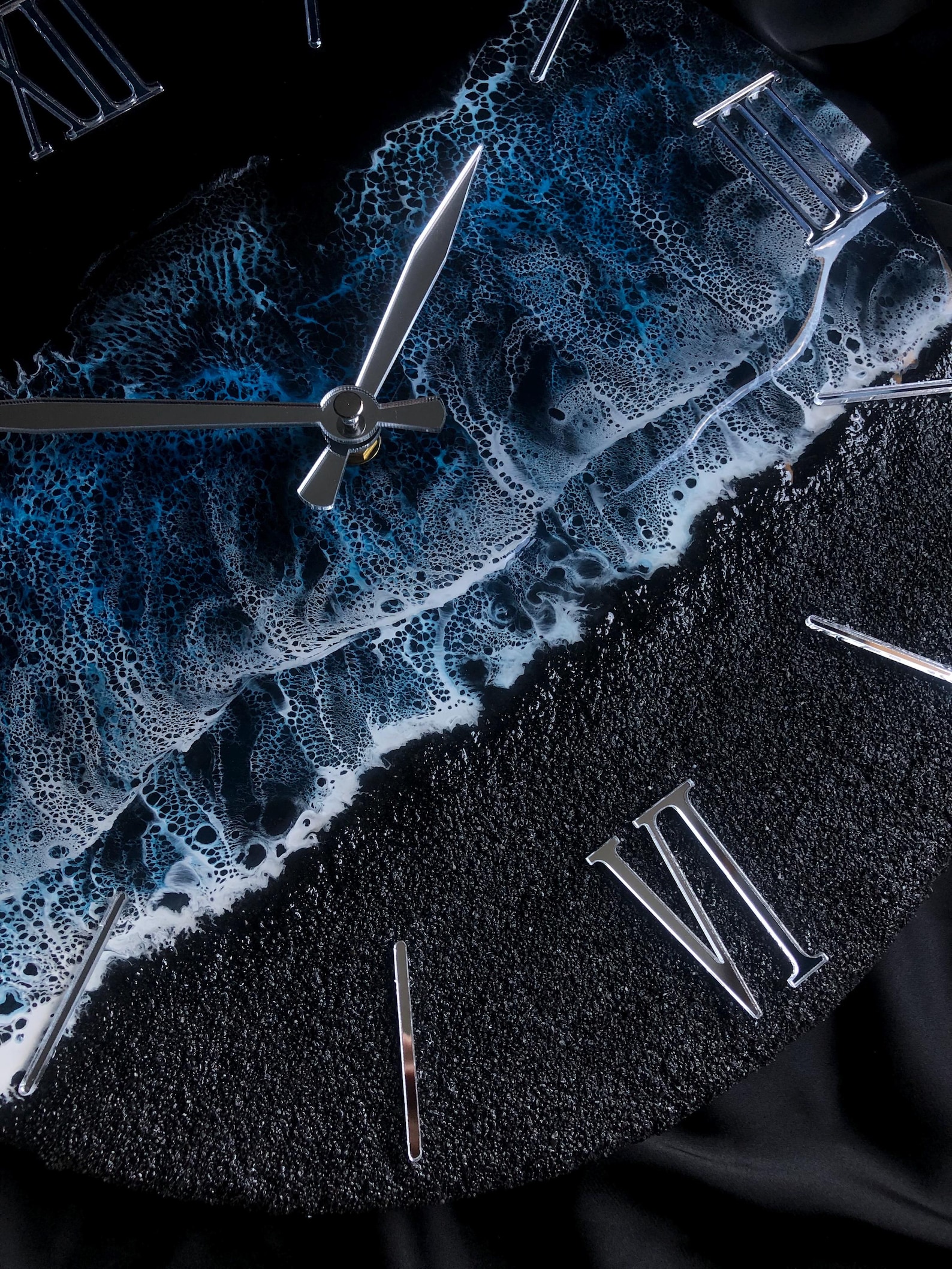 Black Sea Resin Wall Clock| Resin Art| Resin Wall Clock| Ocean Clock ...