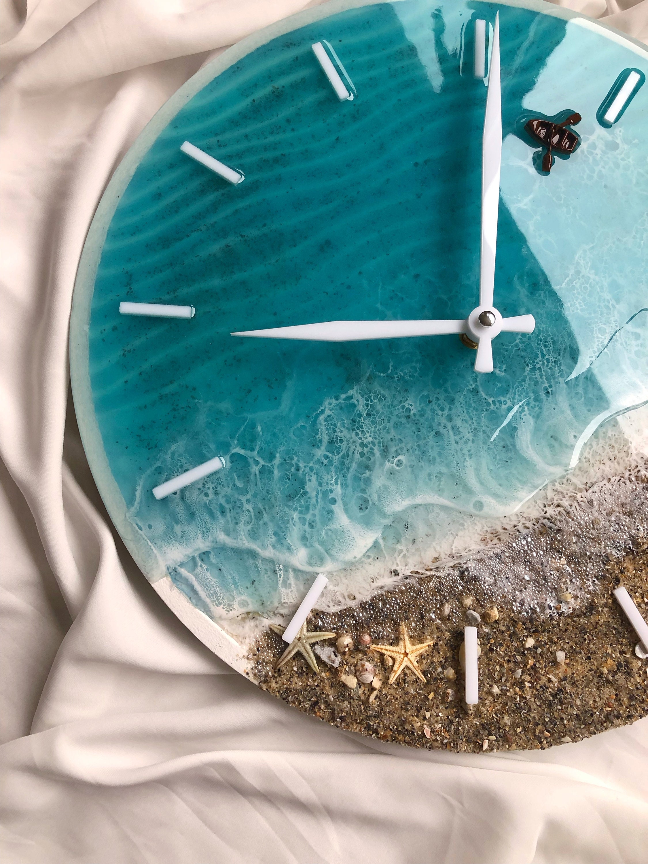 Resin Wall Clock Ocean Wall Decor Custom Resin Ocean Art Resin Art ...