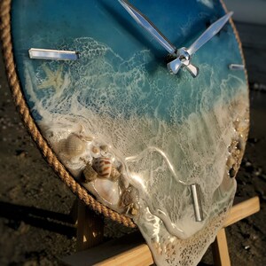 Epoxy Resin Clock Resin Art Handmade Gift Wall Clock Marine Style Clock ...