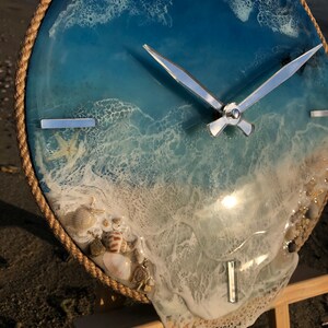 Epoxy Resin Clock Resin Art Handmade Gift Wall Clock Marine Style Clock ...