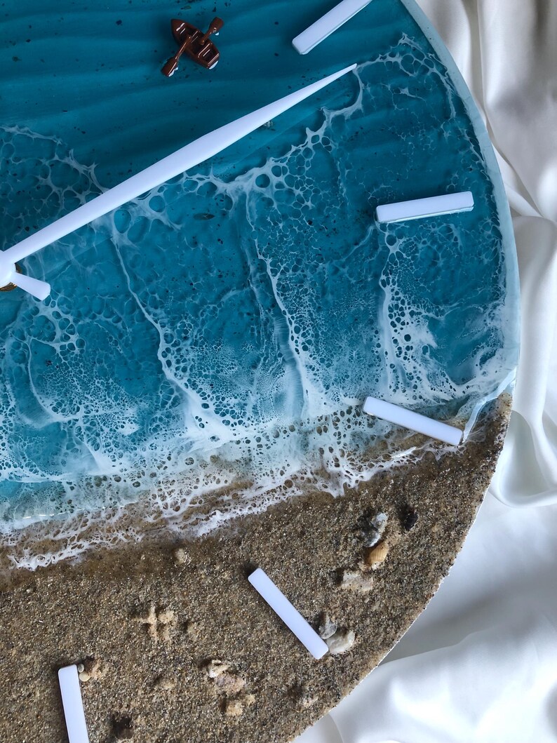 Resin Wall Clock| Ocean Wall Decor| Custom Resin Ocean Art| Resin Art ...