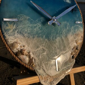 Epoxy Resin Clock Resin Art Handmade Gift Wall Clock Marine Style Clock ...