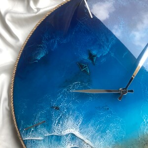 Epoxy Resin Clock Resin Art Handmade Gift Wall Clock Marine Style Clock ...