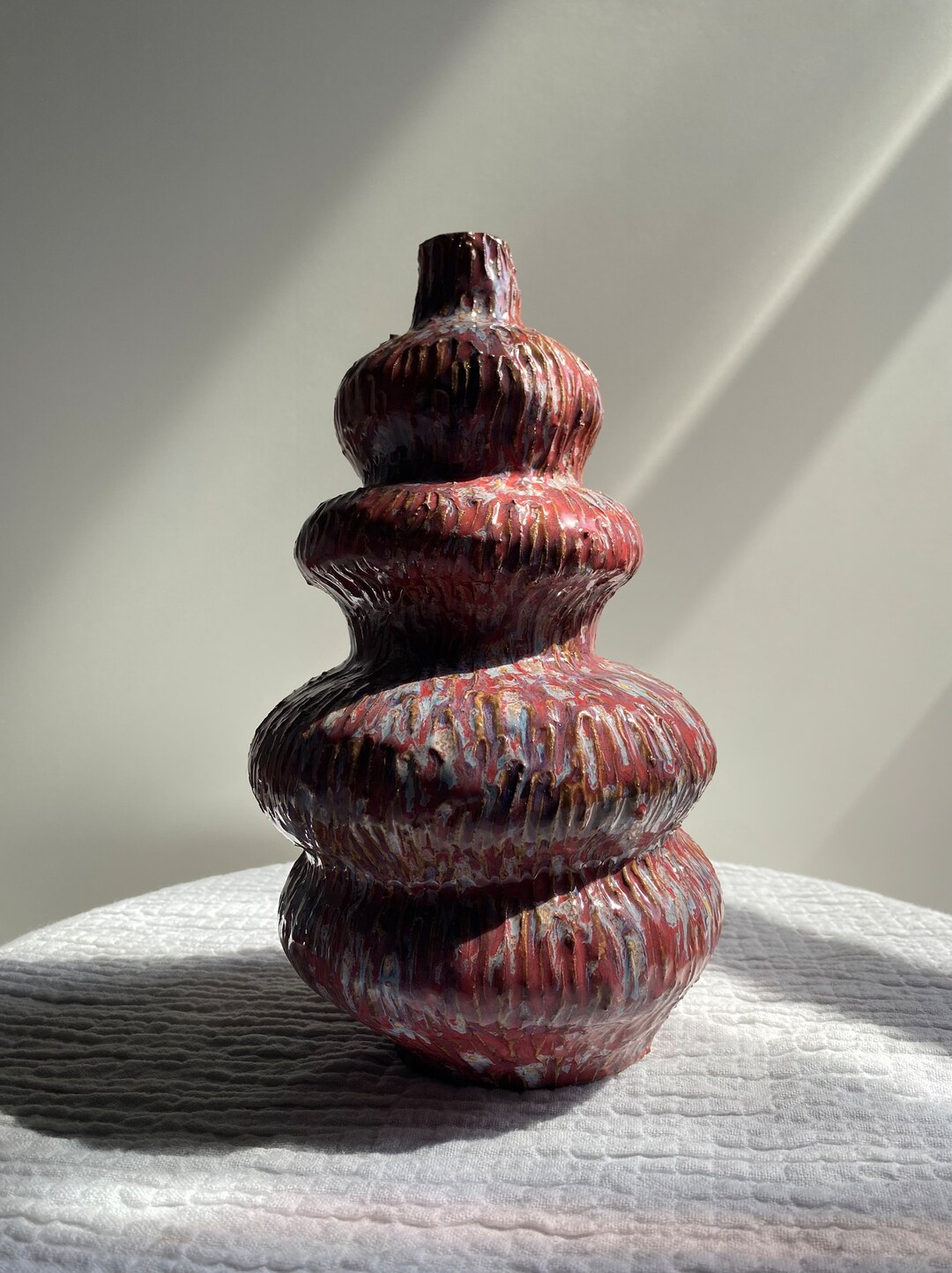 Pink Bubble Vase coil Method Ceramic Vase Abstract and Squiggly Pottery ...