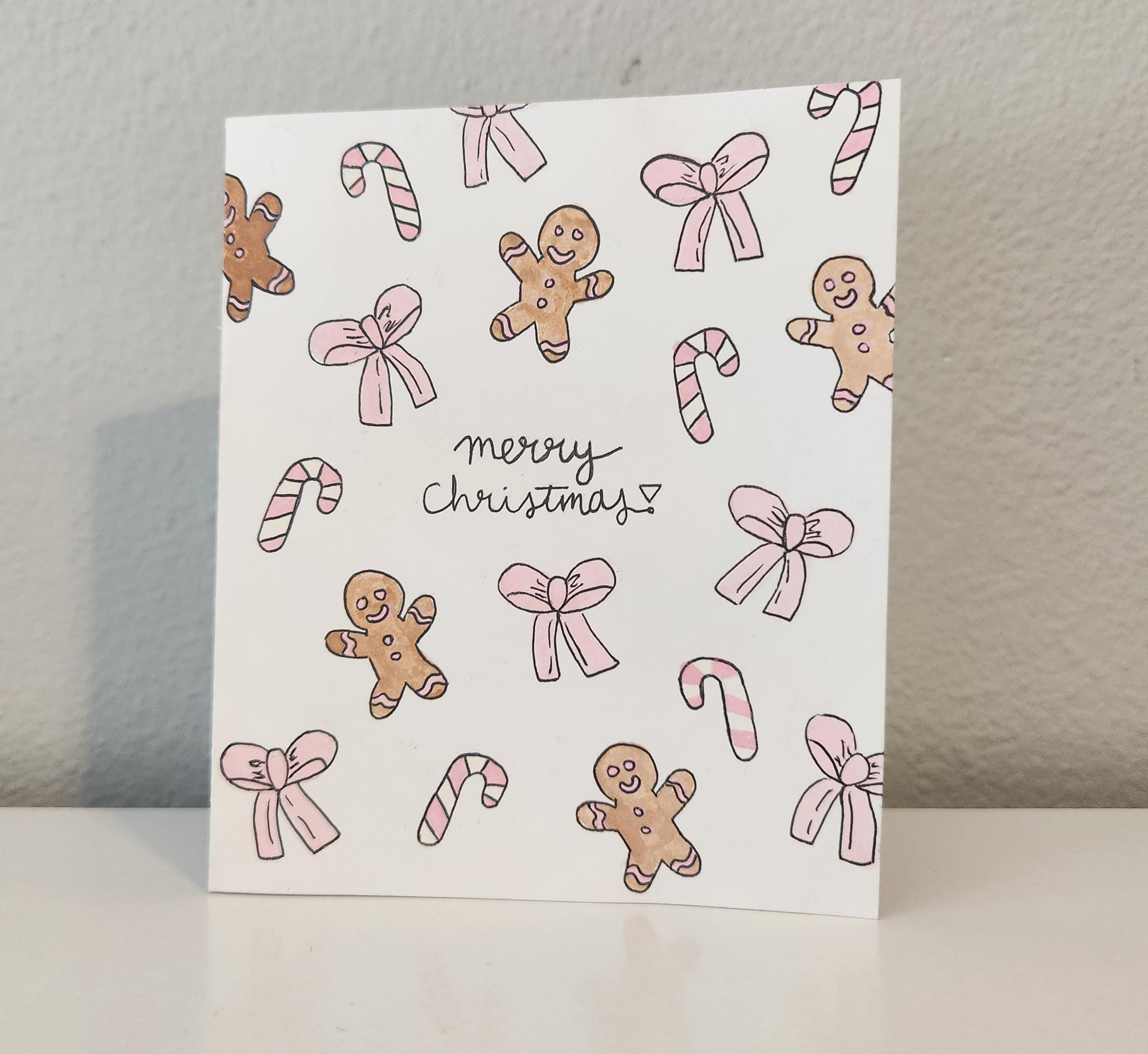 Pink Christmas Card - Etsy