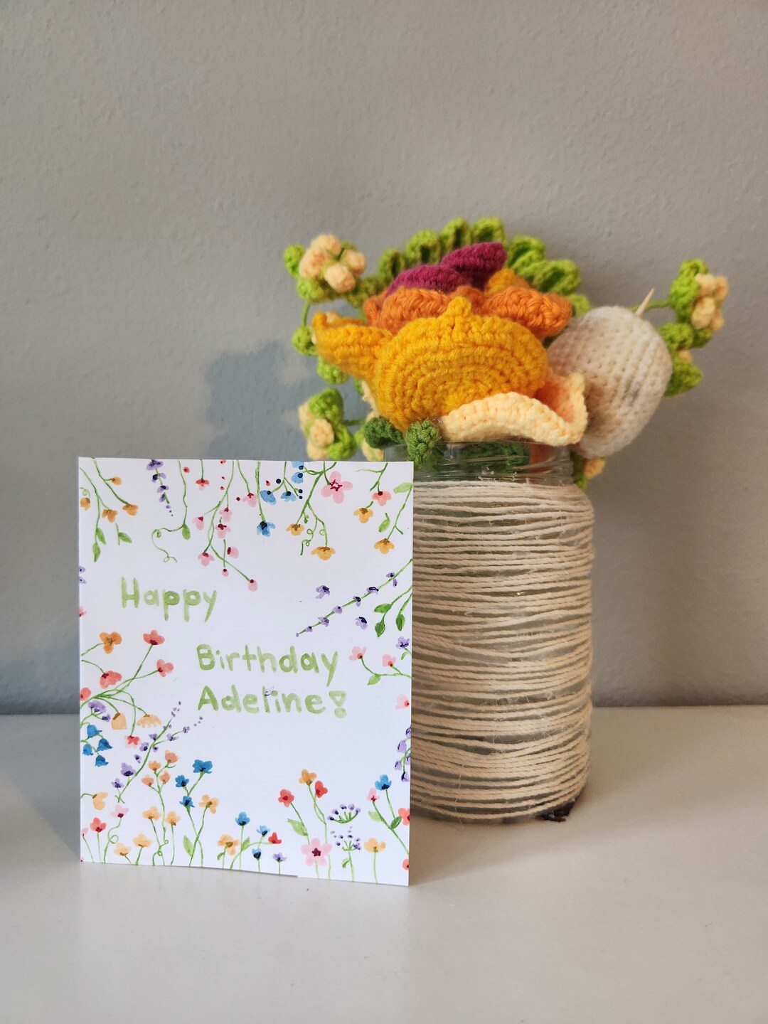 Flower Border Custom Happy Birthday Card - Etsy