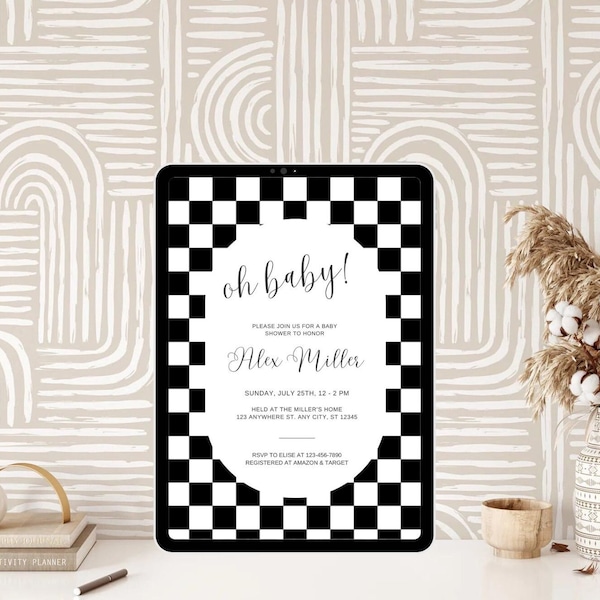 Checker Baby Shower Invitation - Etsy