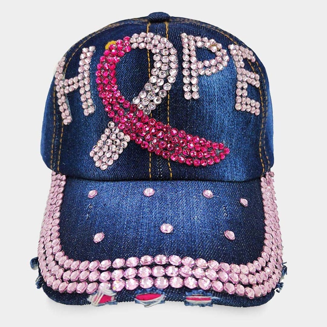 Awareness Hope Message Bling Pink Ribbon Baseball Cap - Etsy