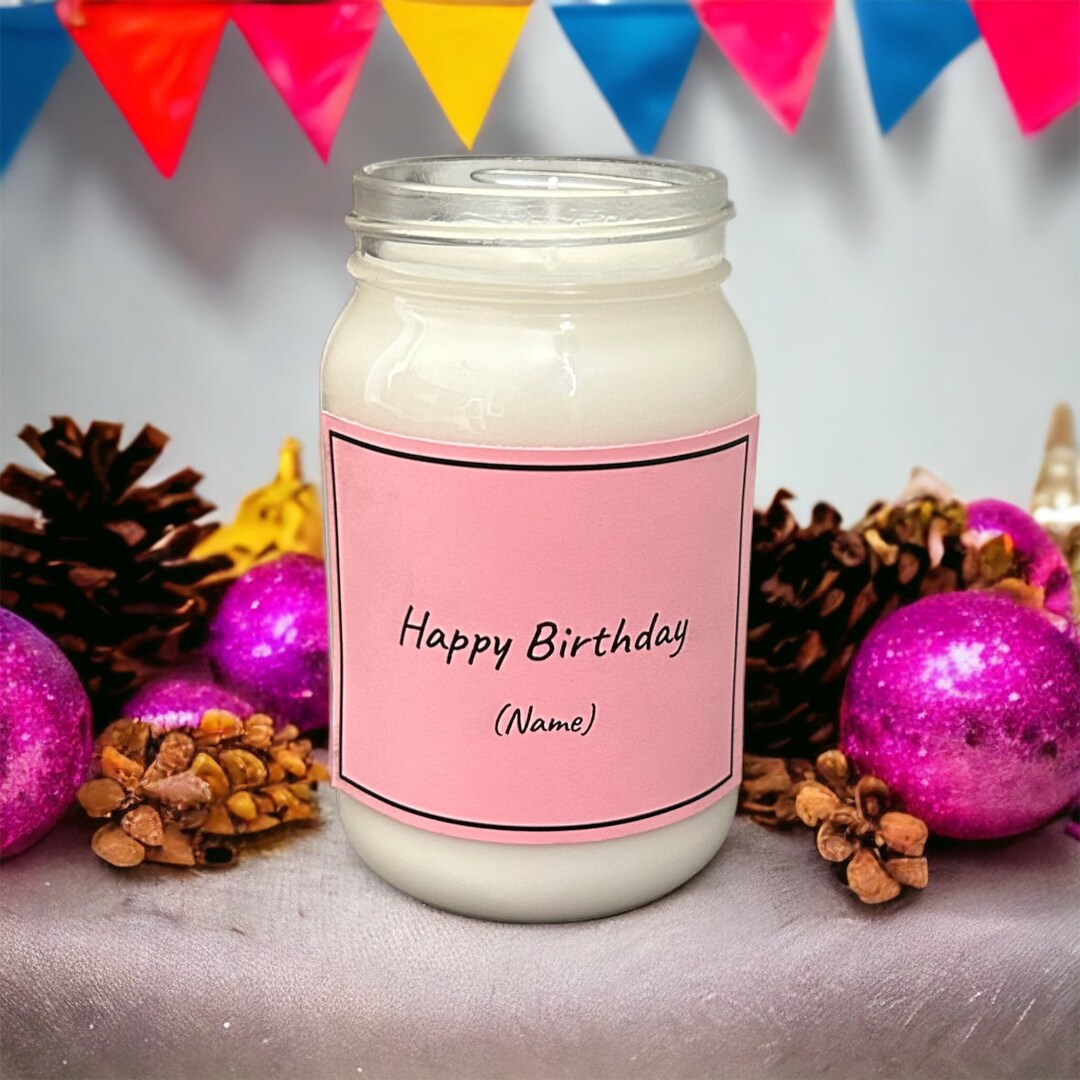 Personalized Custom Name Happy Birthday Glass Jar Candle Hand Poured ...