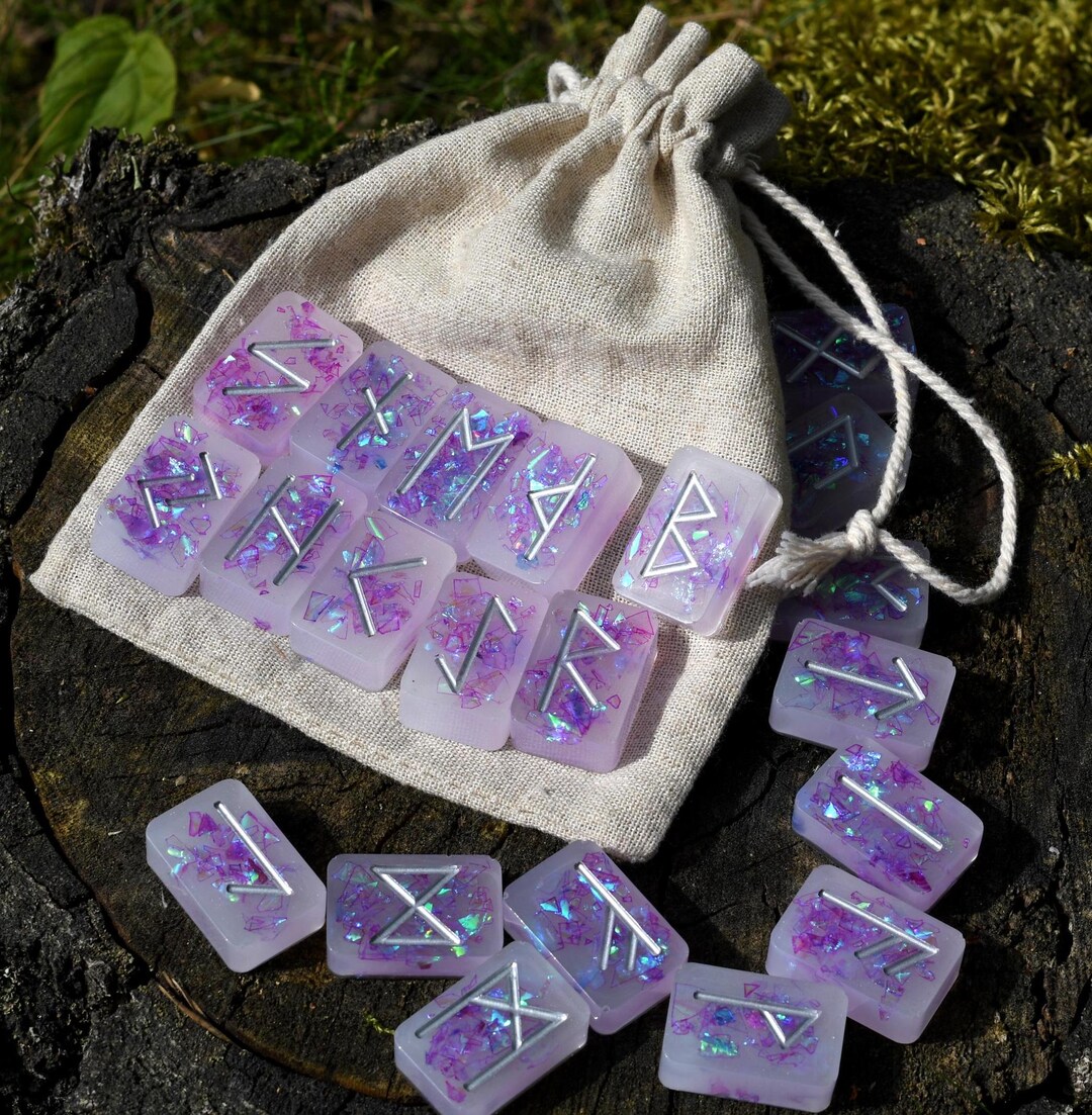 Holographic Rune Set in Shades of Purple - Sparkling Elder Futhark ...