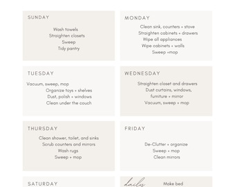 Rotating Cleaning Schedule - Etsy