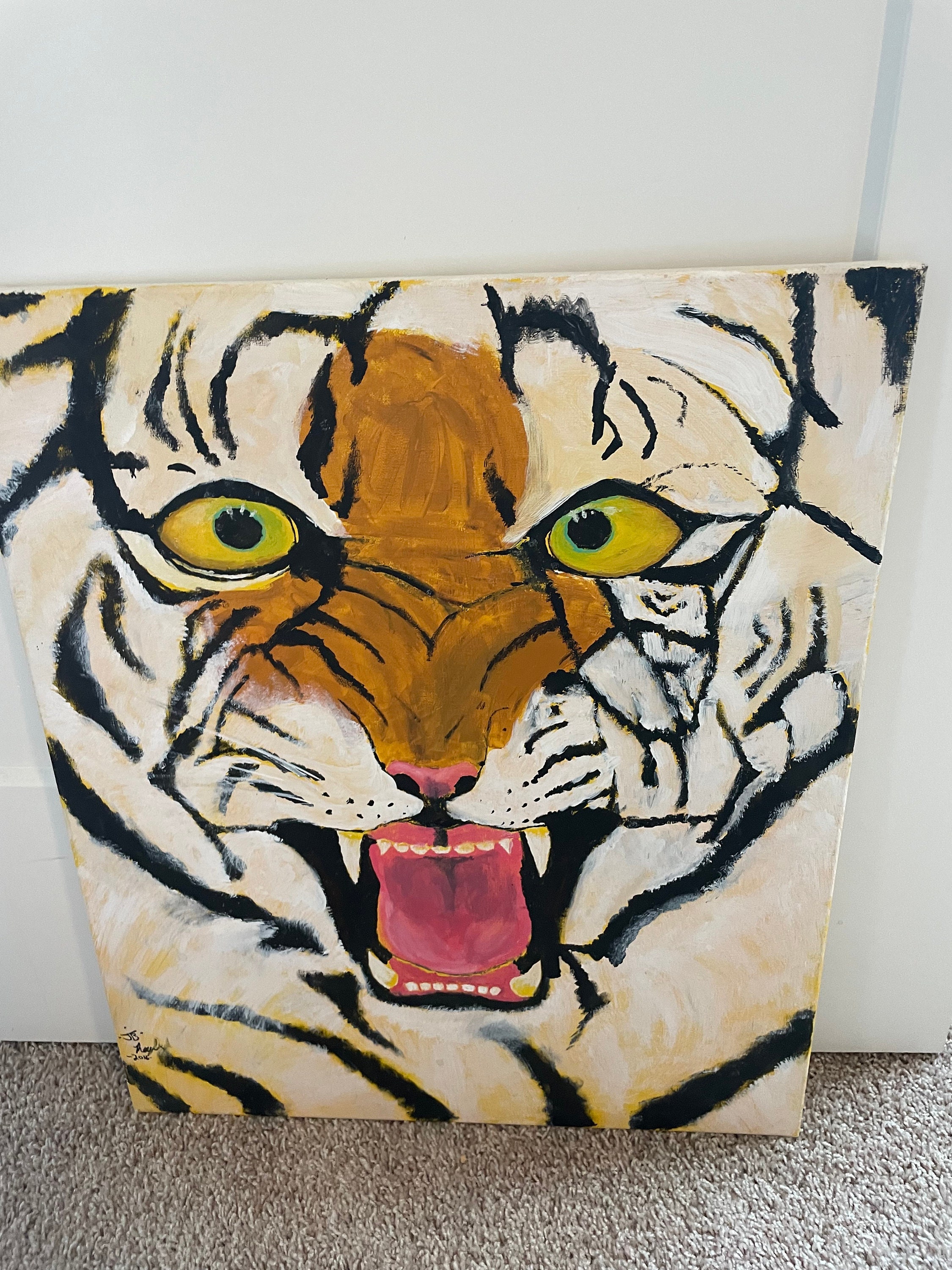 Hand Painted Bohemian Tiger Painting - Etsy