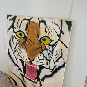 Hand Painted Bohemian Tiger Painting - Etsy