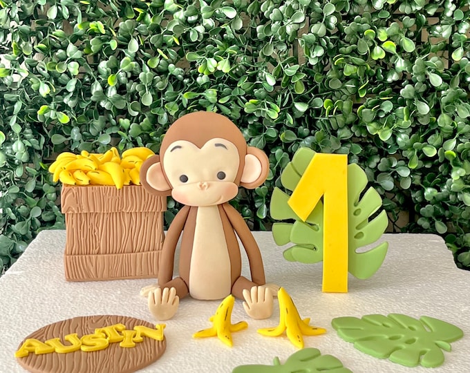 Monkey Cake Topper handmade Fondant Monkey Cake Topper Monkey Baby ...