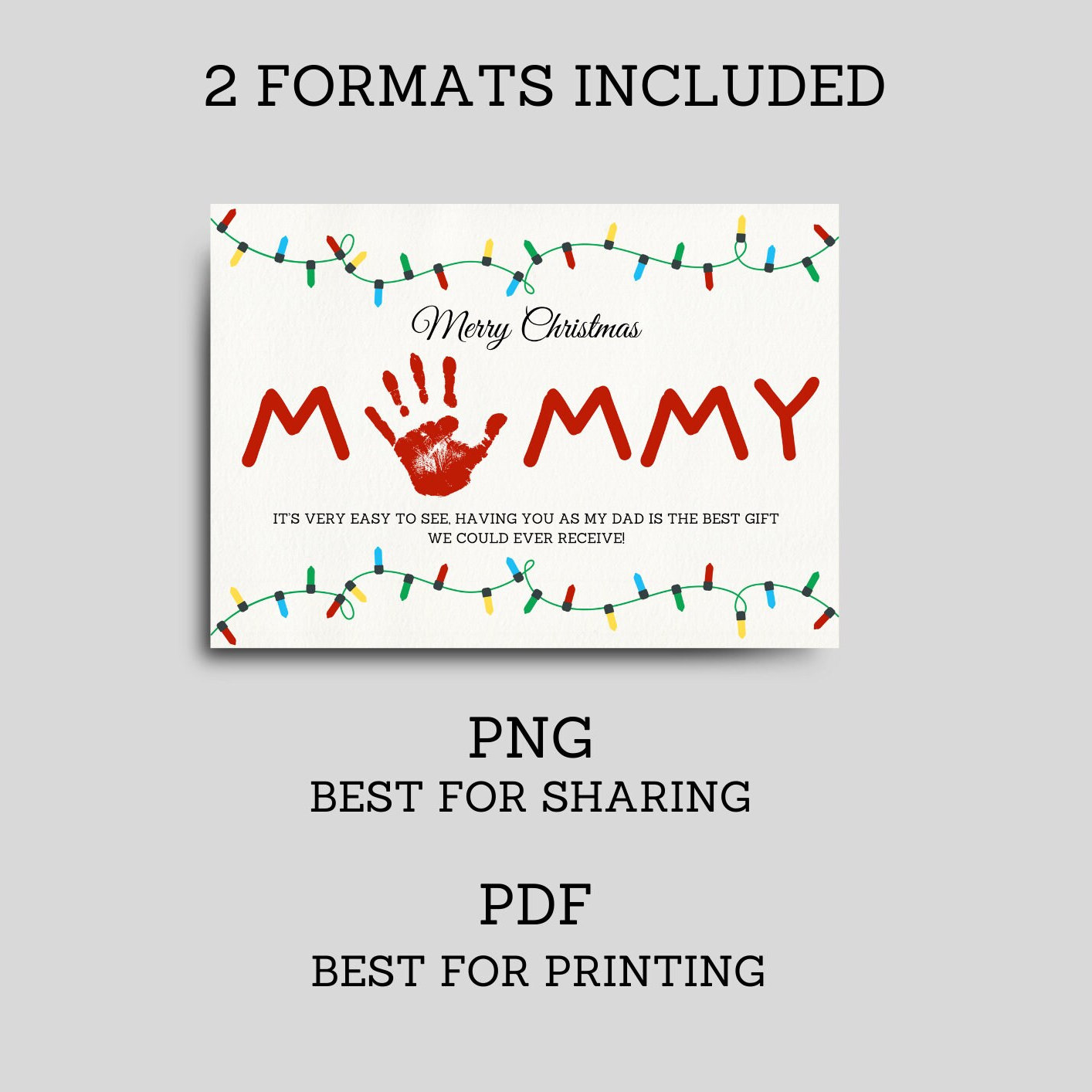 Mom Handprint Christmas Craft, Merry Mommy Holiday Art Print, Toddler ...