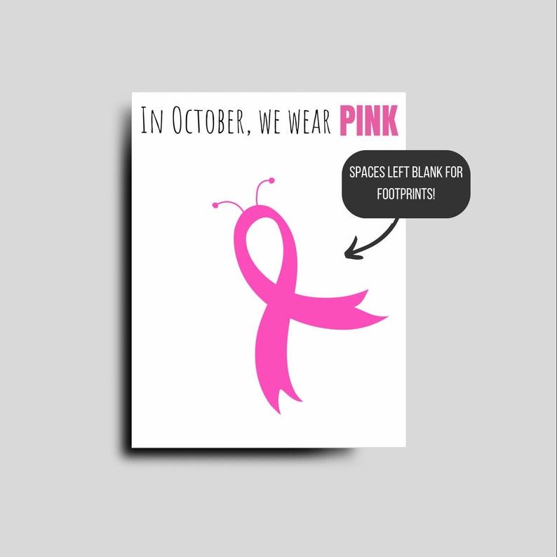 Footprint Breast Cancer Awareness Printable Kids Crafts, Gifts for Moms ...