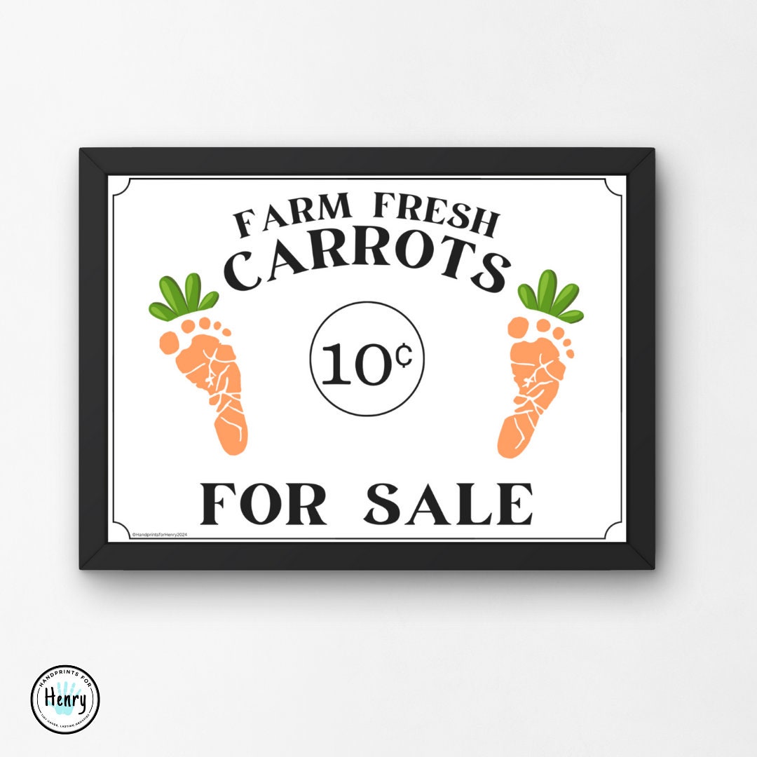 Carrot Sale Spring Footprint Craft, Easter Bunny Art Activities for ...
