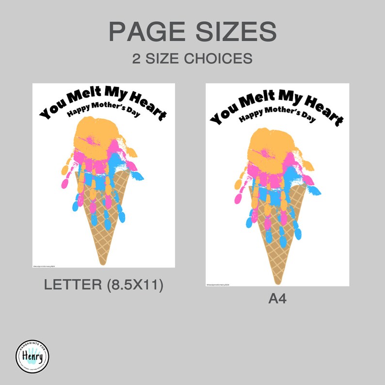 Mother's Day Ice Cream Handprint Craft, Spring Art Activity Toddlers ...